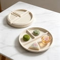3 Compartment Round Divided Tray, Balanced Diet Meal Prep Plate, Straw ...