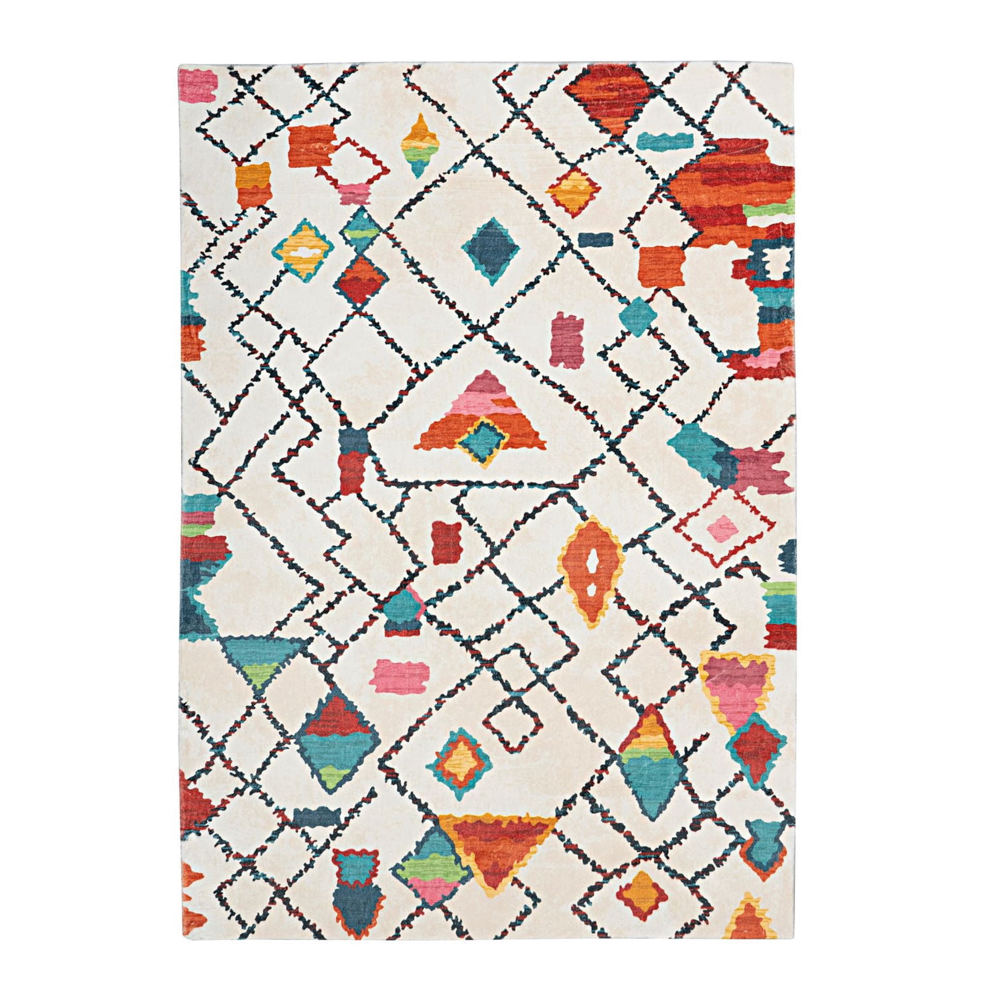 Click here for Linon Motif Printed Faux Rabbit Roboto Ivory & Mul... prices