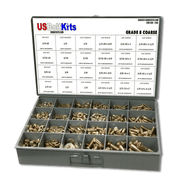 8000 Piece Grade 5 Coarse Thread Bolt Assortment Bin Kit with Two (2 ...