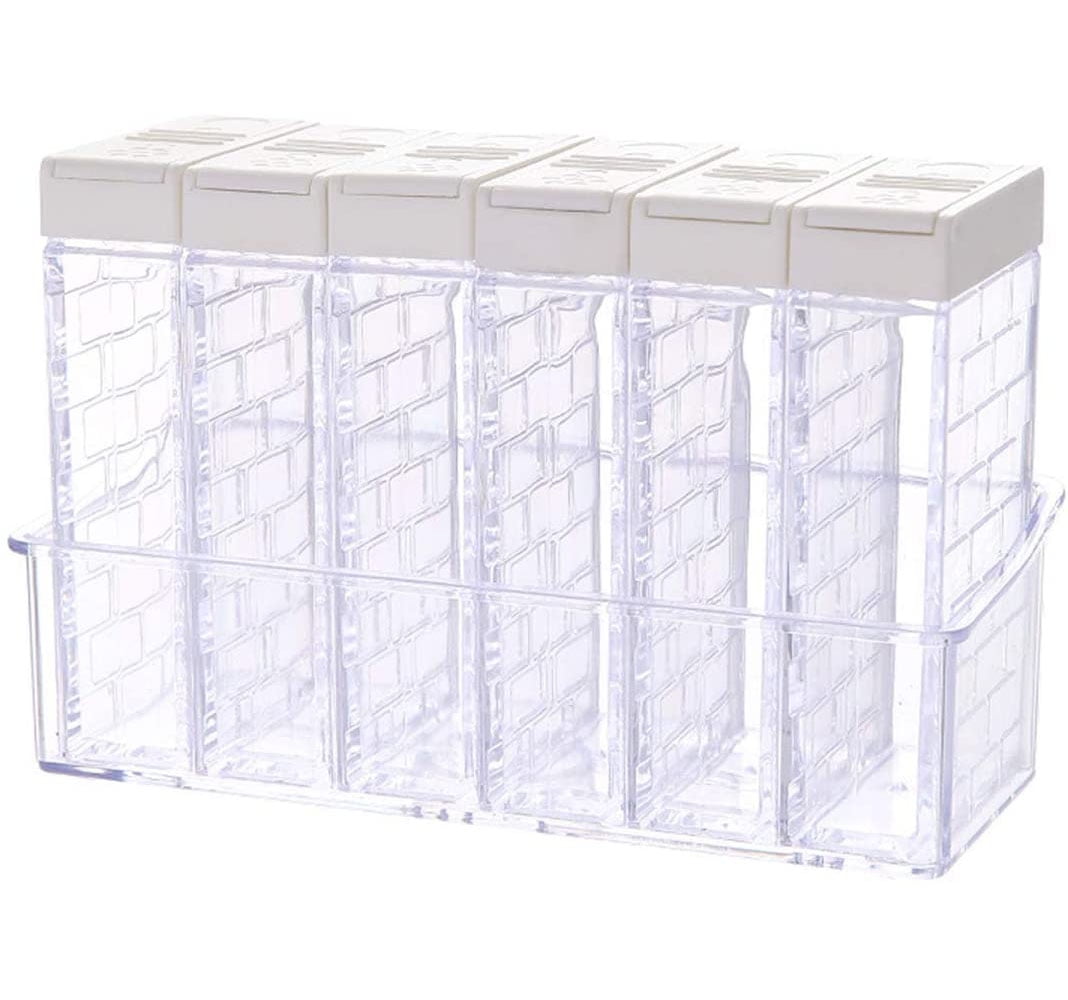 6 Case Spice Shaker Jars, Plastic Salt and Pepper Shakers with Lid ...