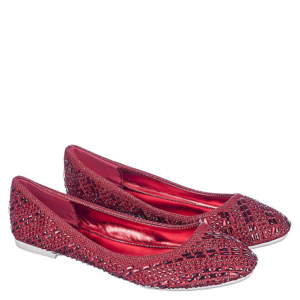 Red Rhinestone Jeweled Women's Flat Shoes - Walmart.com - Walmart.com