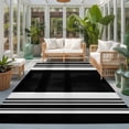 Black Striped Washable Area Rug 5 x 7 ft Modern Classic Stripe Rustic ...
