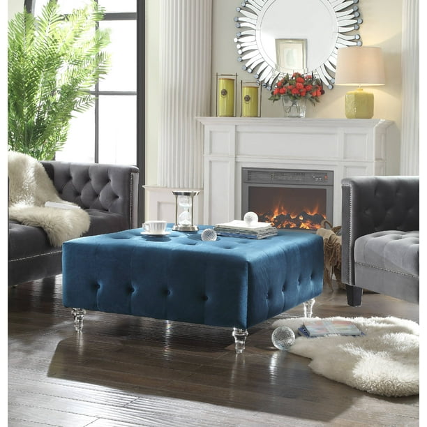 Chic Home Derek Velvet Modern Contemporary Button Tufted Clear Acrylic ...