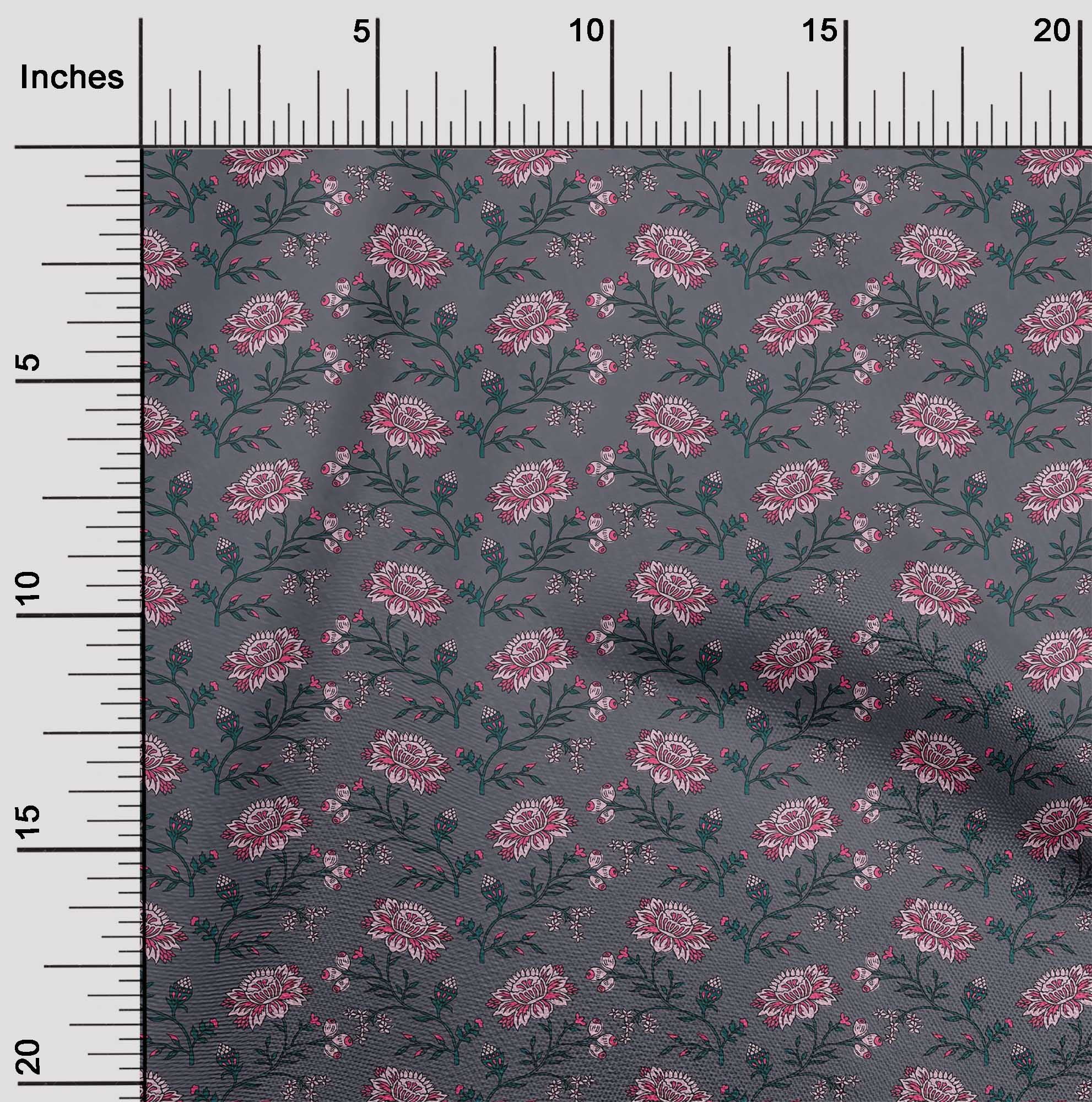 oneOone Silk Tabby Fabric Leaves & Floral Block Print Fabric By Yard 42 ...