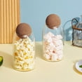 6 Pieces 750 ml/ 25 oz Glass Storage Container with Wood Ball Cork ...
