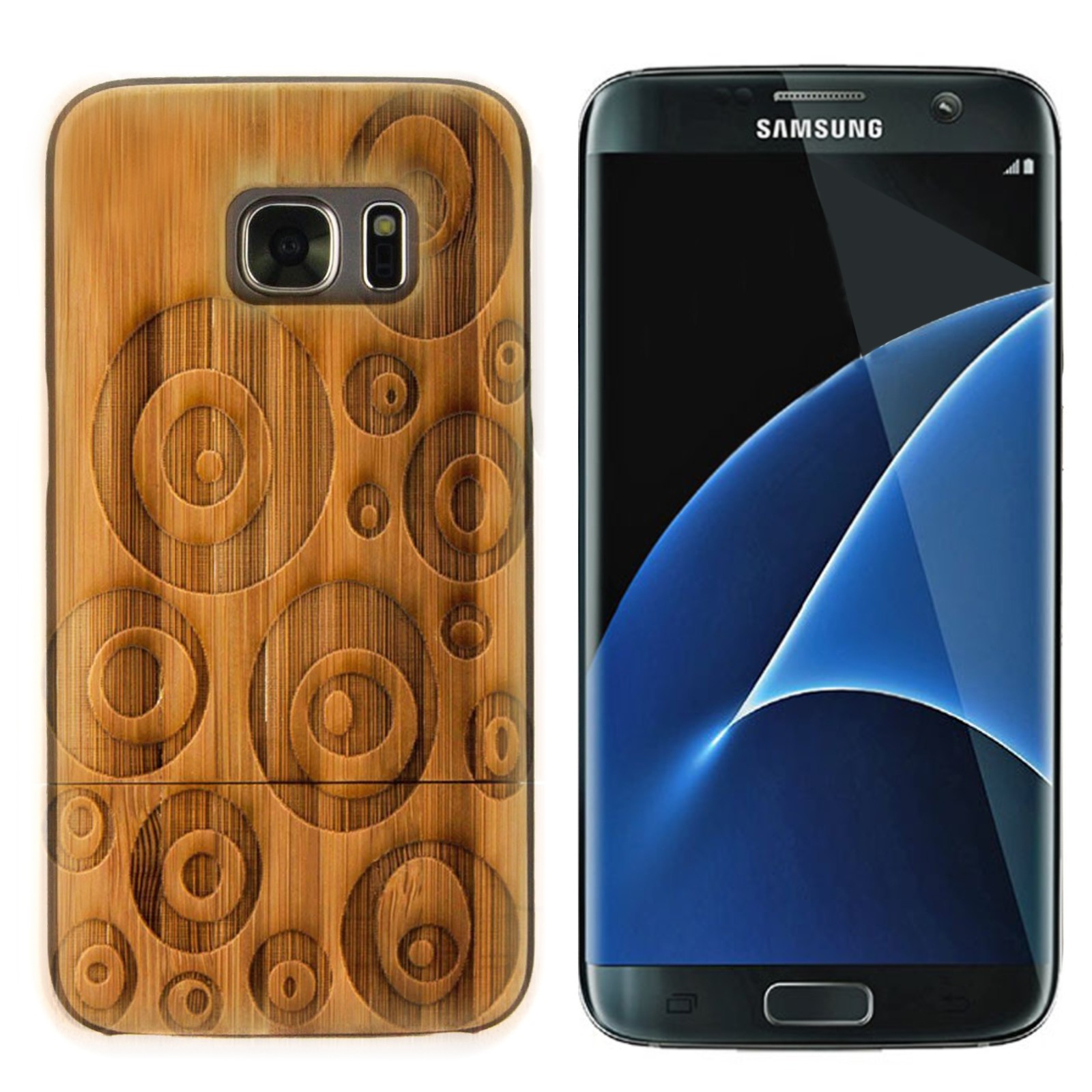 This natural bamboo case engraved with various ovoid shapes will ...