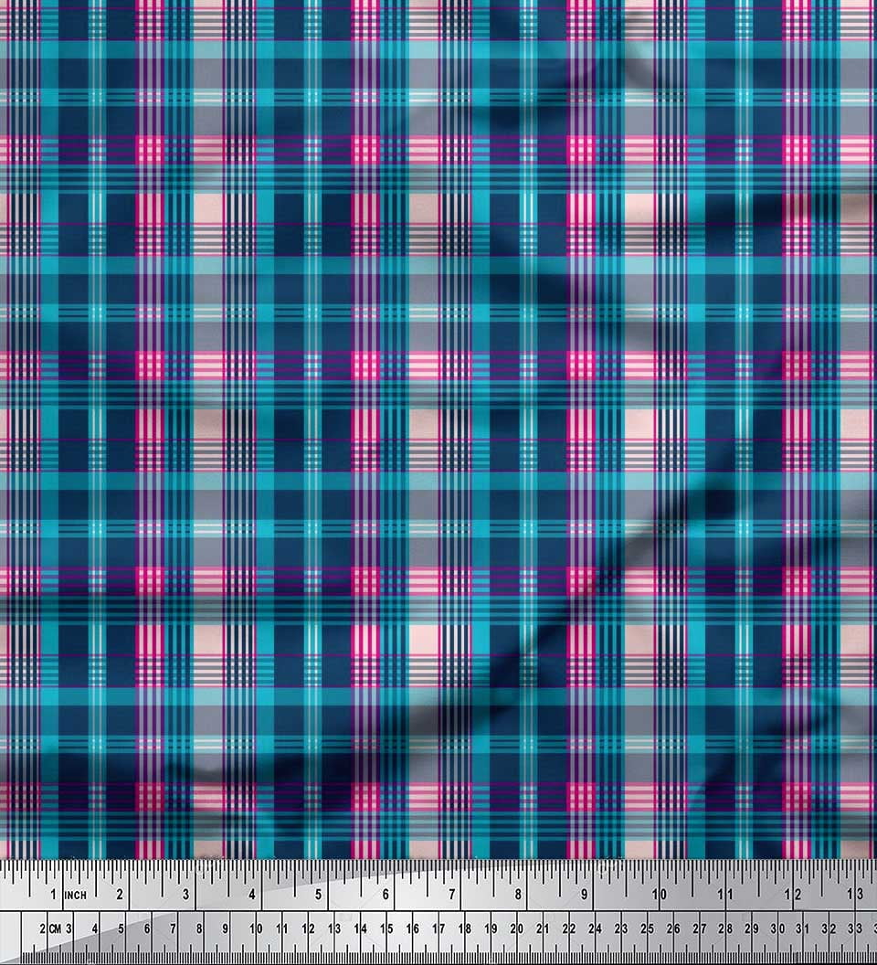 Soimoi Cotton Duck Fabric Check Check Print Fabric by the Yard 42 Inch ...