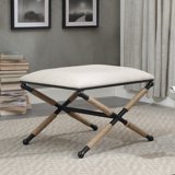 Linon 24x18x18 in. Ashburn Campaign Accent Stool, Linen Upholstered ...