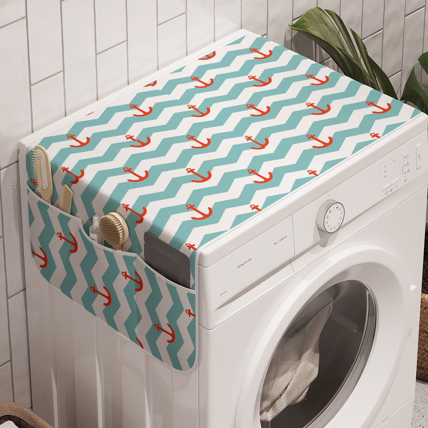 Anchor Washing Machine Organizer, Simple Pattern Anchor Stripe Artwork ...