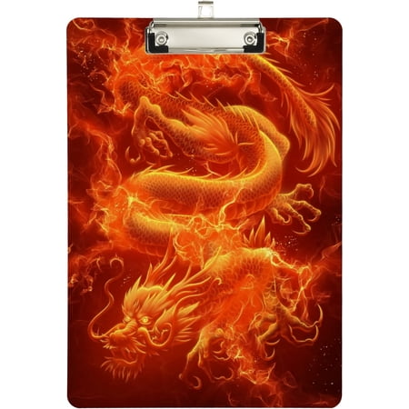 RYLABLUE Fire Dragon Painting Clipboard Hardboard Wood Nursing Clip ...