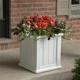 Pemberly Row Modern 16x16" Square Coastal Plastic Planter in White ...