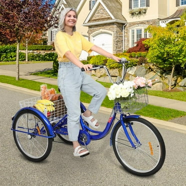 Mantis Tri-Rad 20 Inch Single Speed Adult Folding Tricycle, Blue ...