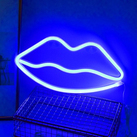 Cheers LED Light Lip Shape Wall Art Decor Acrylic Battery Powered Night ...