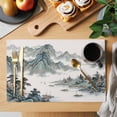 Chinese Style Cotton Linen Placemats Set of 8, Traditional Ink Painting ...