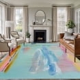 Abstract Art Area Rug 6x9 Washable Rug Non Slip Pink Blue Green ...