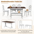 Solid Wood Dining Table Set for 6, Mid-Century Trestle Table with 4 ...
