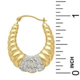 BrillianceFine Jewelry White Crystals Hollow Oval Shrimp Hoops in 10K ...