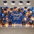 Glittery Text Congrats Grad Banner Blue & Gold Theme Graduation ...