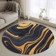 Black Gold 4ft Round Rug for Cozy Reading Nook Home Office Chair Area ...