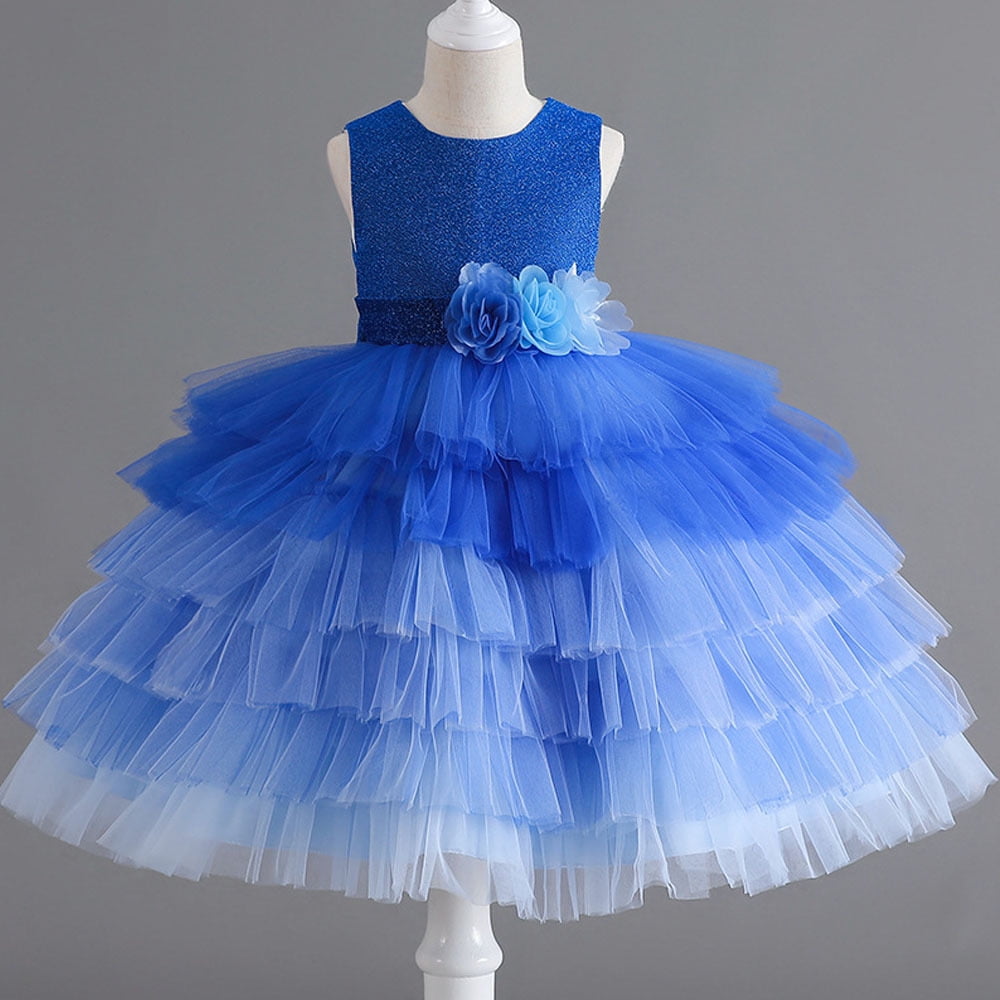 Girls Sleeveless Wedding Tulle Princess Dress Pageant Birthday Party ...