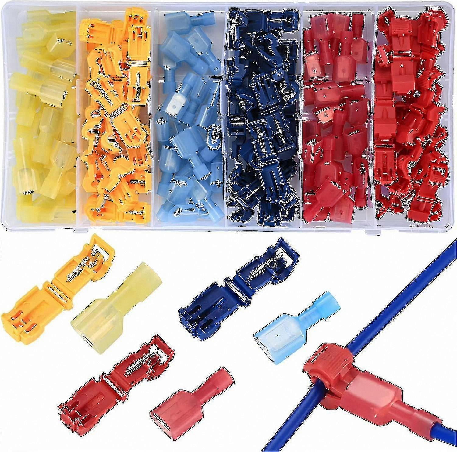 120-Pack Electrical Crimping Terminals Kit with T-Tap and Flat Plug ...