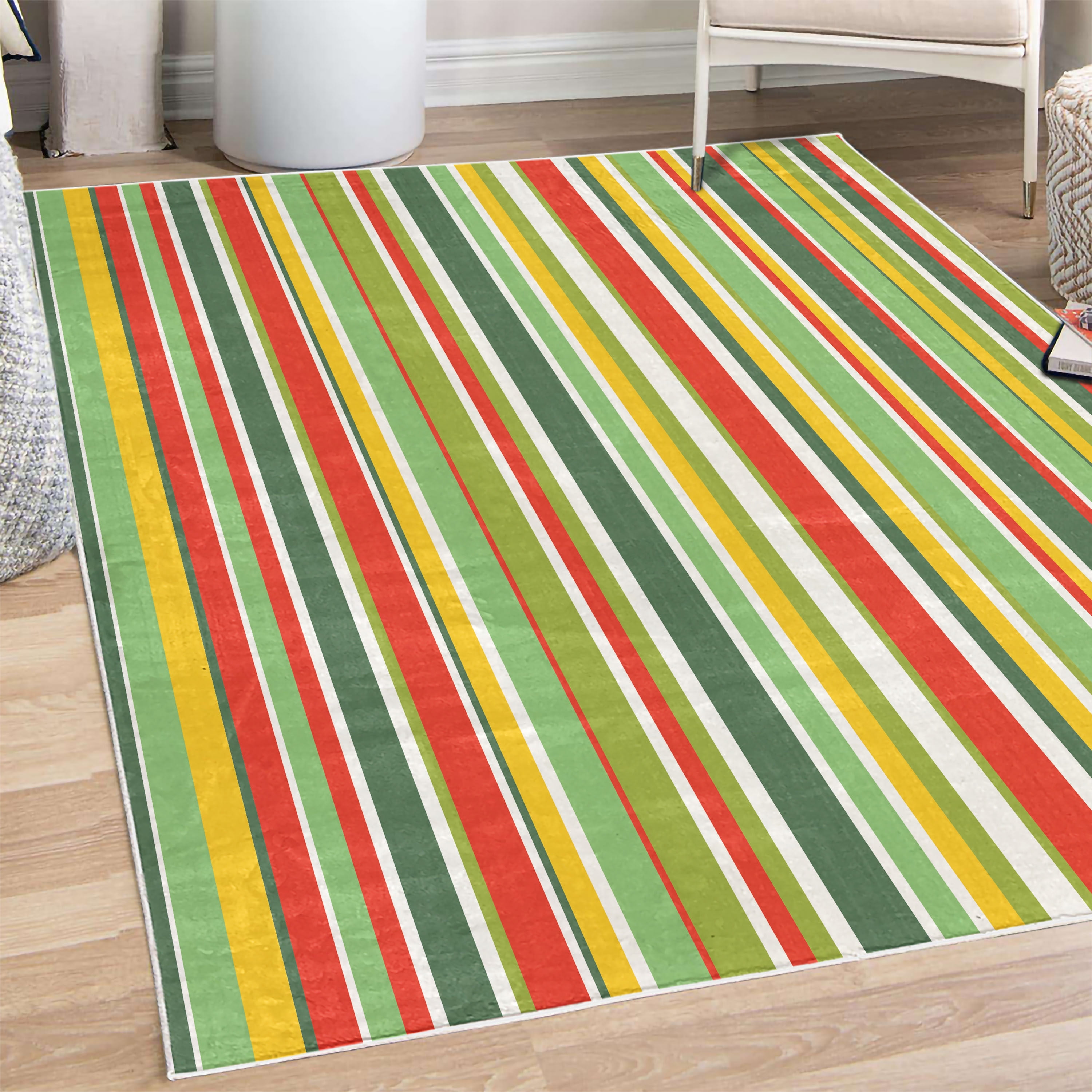 Pastel Decorative Rug, Vertically Striped Pattern Different Color ...