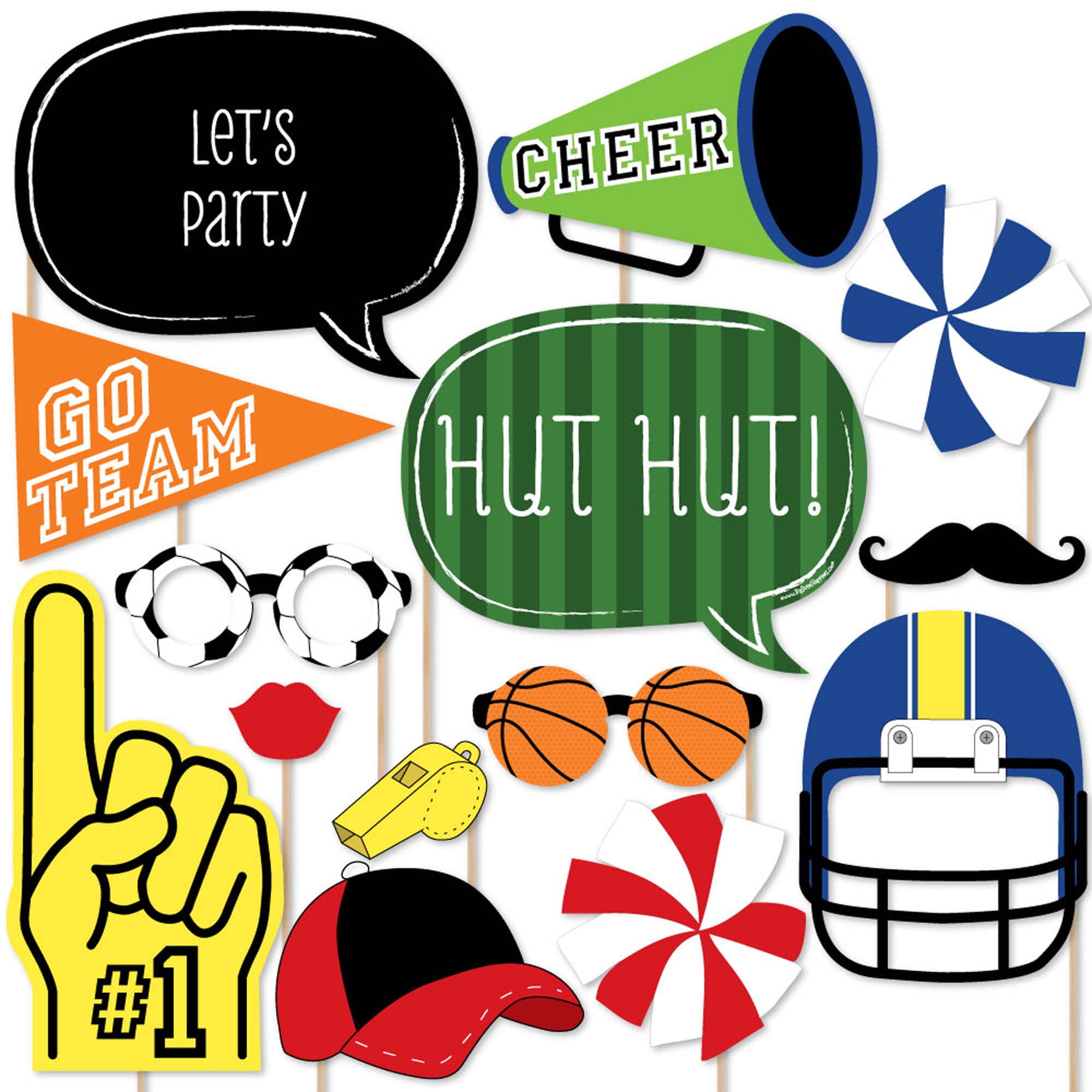 Big Dot of Happiness Sports Party - Photo Booth Props Kit - 20 Count ...