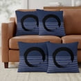 Black Circle Pillow Covers Set of 2, Japanese Style Circle Blue Strips ...