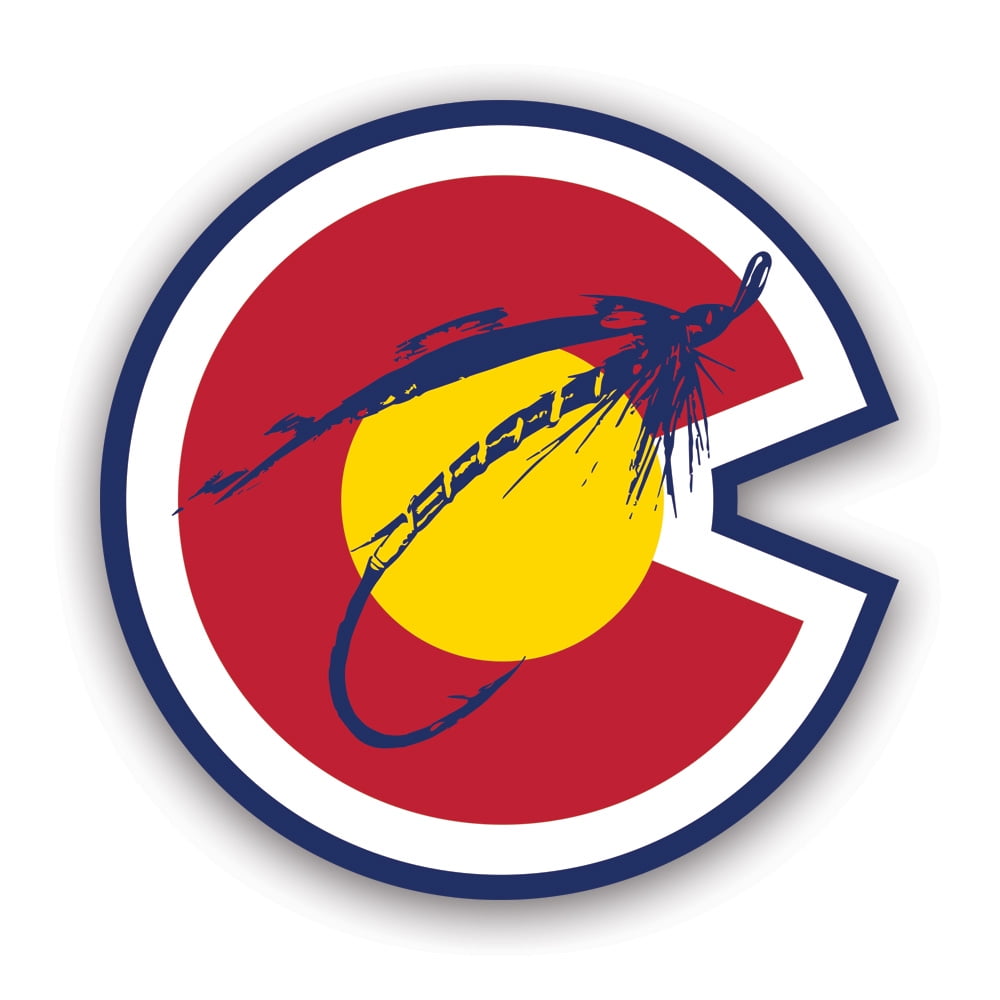 Fly Fishing Bait Colorado Flag Sticker Decal - Self Adhesive Vinyl ...