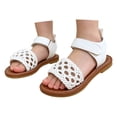 BOOMNY Girl's Sandals Open Toe Flat Sandals for Kids Hook And Loop ...