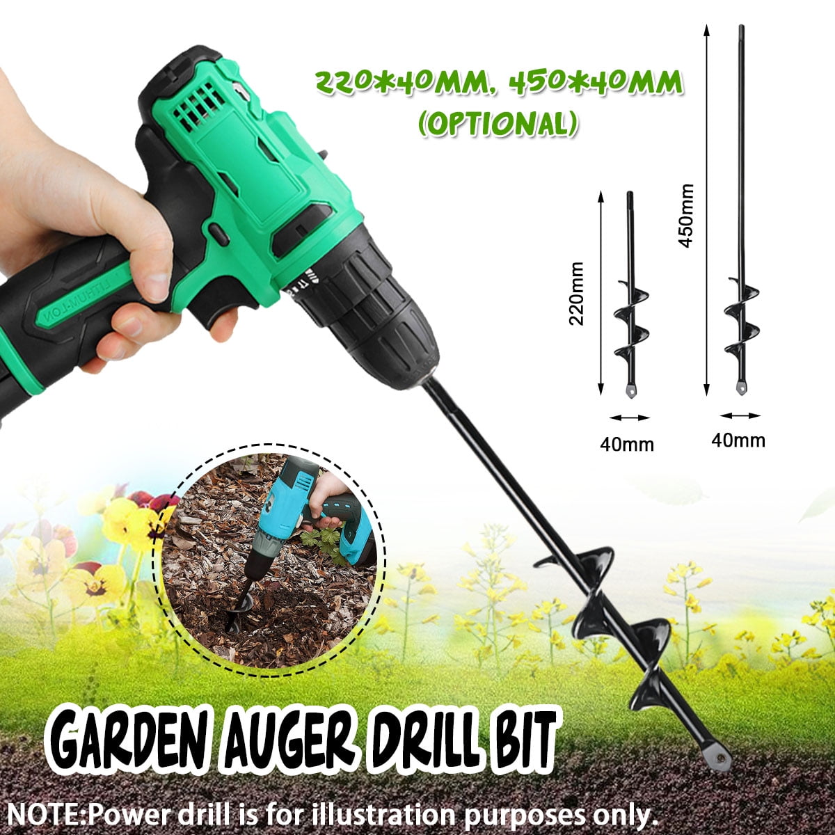 9/18 INCH Garden Auger Drill Yard Irrigating Planting Auger Drill Bit ...