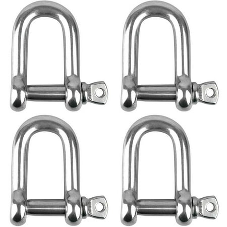 Bow Shackle 4 Pieces M8 Stainless Steel D Shape Chain Shackle Lifting ...