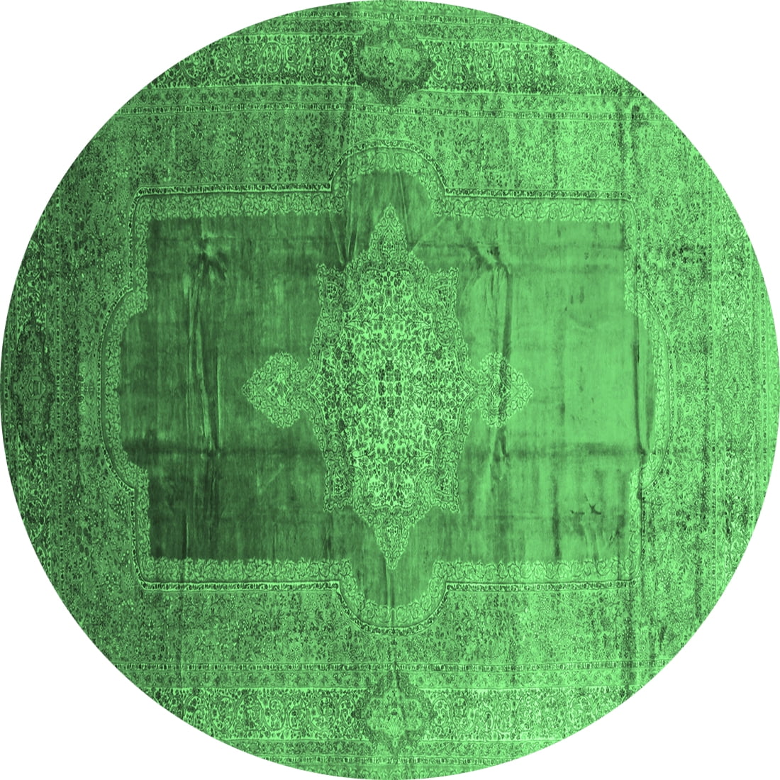 Ahgly Company Indoor Round Medallion Emerald Green Traditional Area ...