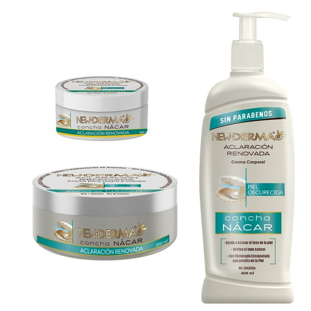 NEW DERMA CREMA CORPORAL CONCHA NACAR 100 + 200 + 400 ML - 3 PZ New ...
