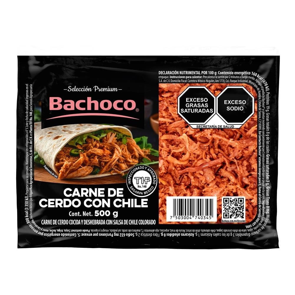 Carne de cerdo deshebrada con chile Bachoco 500 g | Walmart en línea