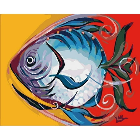 DIY Oil Painting Creative arts Fish Azure Liquid Electric blue Color by ...