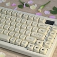 Keycappro 124-Key Milky White Cat Keycap Set, MOA Profile PBT Dye ...