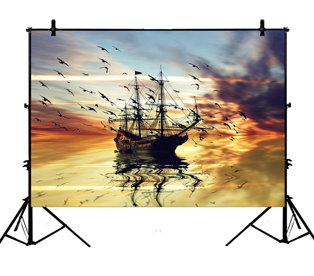 PHFZK 7x5ft Nautical Seascape Backdrops, Sailboat with Bird Landscape ...