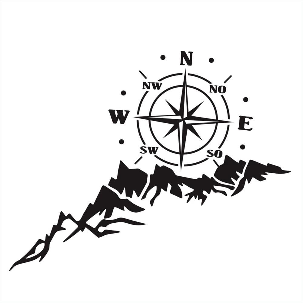 Car Sticker Compass Tree Mountain Reflective Auto Decals Stickers ...