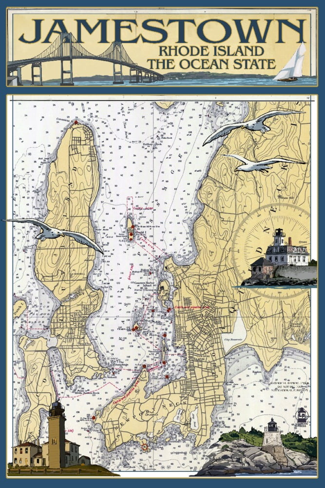 Jamestown, Rhode Island, Nautical Chart (24x36 Giclee Gallery Art Print ...