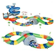 Magic Tracks Mega Set: Flex Glow in the Dark Racetrack with 2 LED Race ...