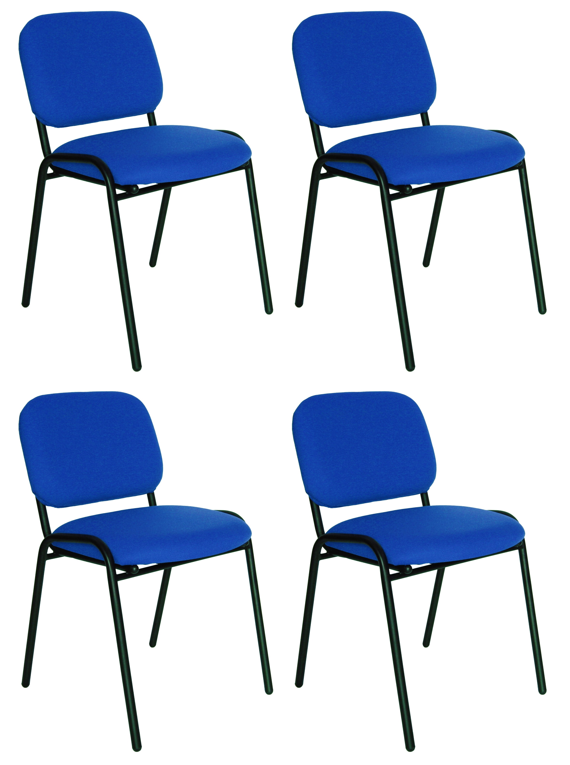 Offiho Set de 4 Sillas para Oficina, Sala de Espera, Consultorio, Tapizado en Tela Color Azul ...