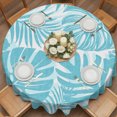Aqua Blue Palm Leaves Round Tablecloth 60 inches Tropical Botanical ...
