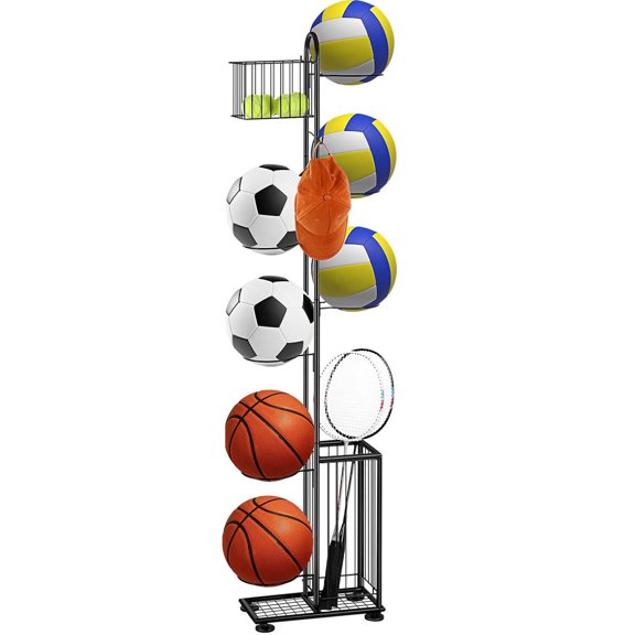 Flkoendmall 4 Layer Sports Display Storage Shelf, Iron Basketball ...
