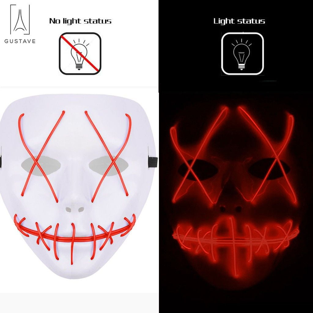 GustaveDesign Scary Halloween LED Mask EL Grow Mask 3 Lighting Modes ...