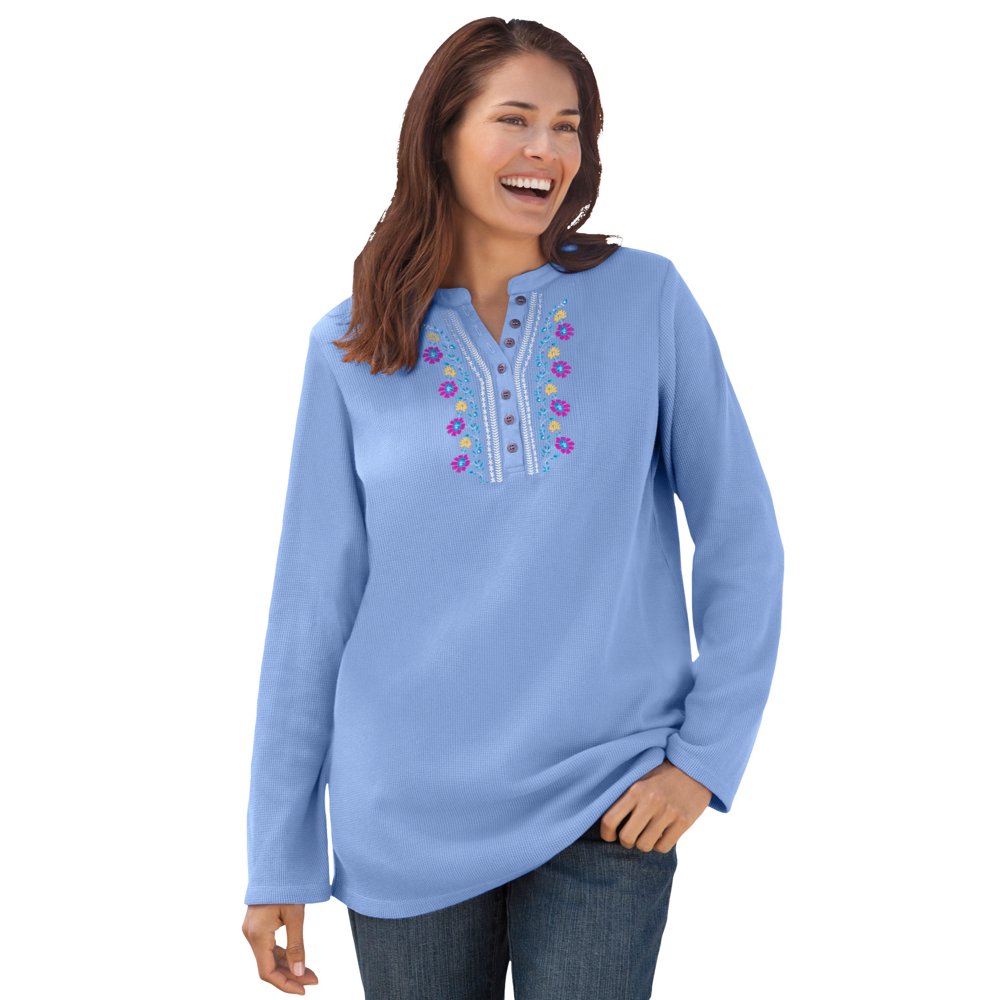 Woman Within Woman Within Womens Plus Size Embroidered Thermal