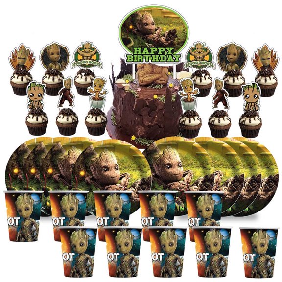 Groot for Party Supplies Birthday Decorations Plates Banner Kids Cake ...