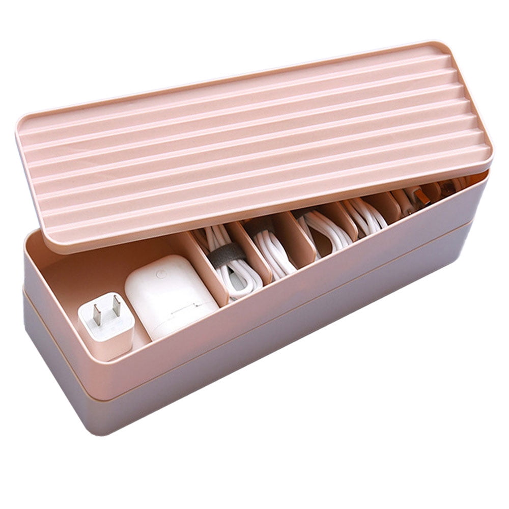 Plastic Cable Organizer Box with Compartments, Desk Accessories Storage ...