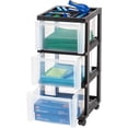 IRIS USA, 3-Drawer Rolling Storage Cart with Organizer Top, Black ...