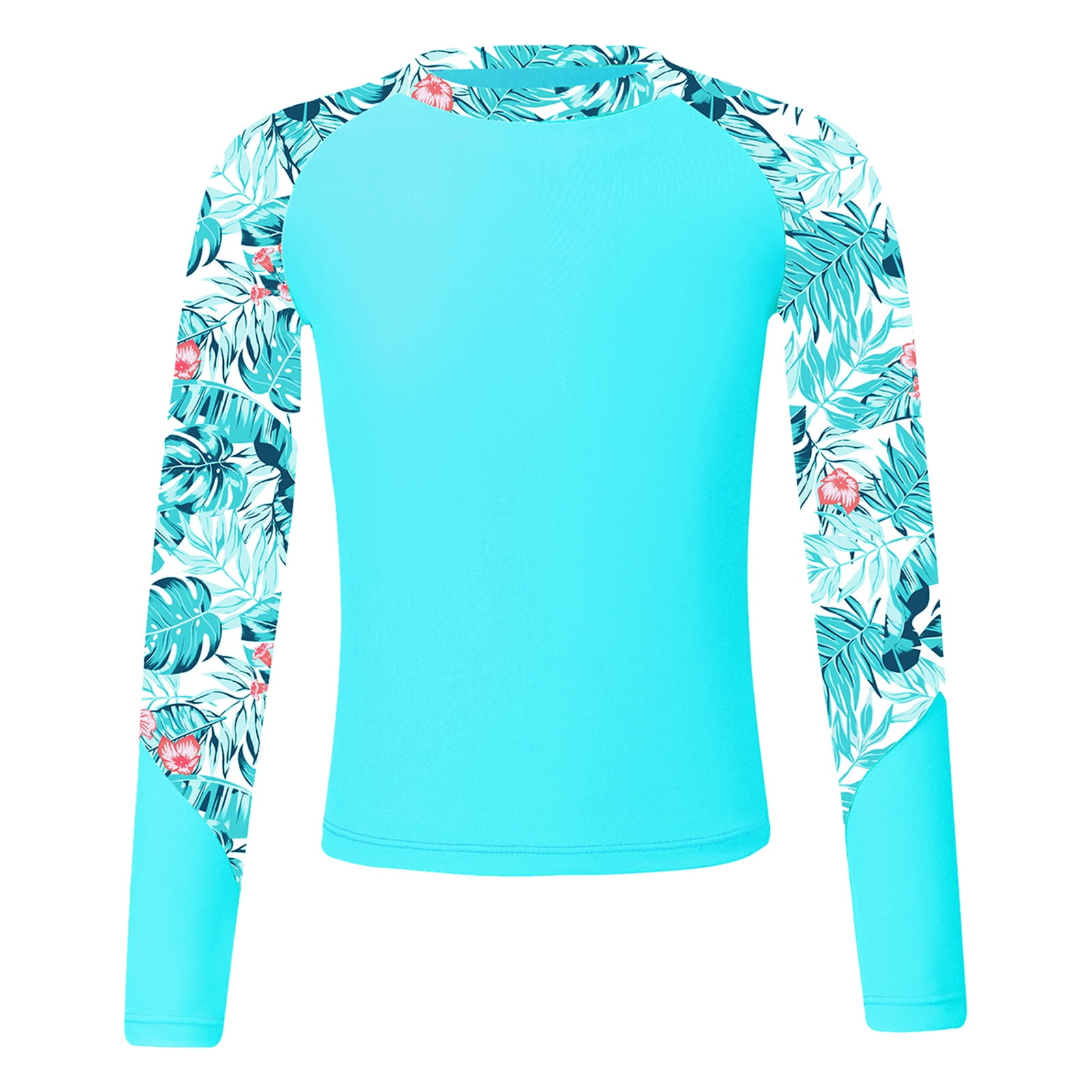 YONGHS UPF 50+ Swim Top for Girls Floral Long Sleeve Rashguard Shirts ...